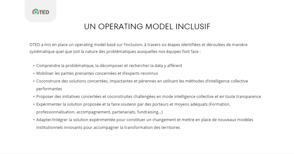 OTED operating model